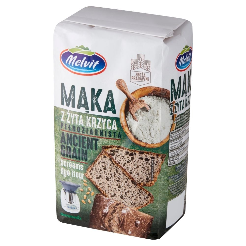 MELVIT Maka z zyta krzyca pelnoziarnista 1 kg - Ancient grain Screams ...