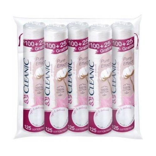 CLEANIC Platki kosmetyczne bawelniane 100% bawelna 5 x 125 sztuk - 5 x ...