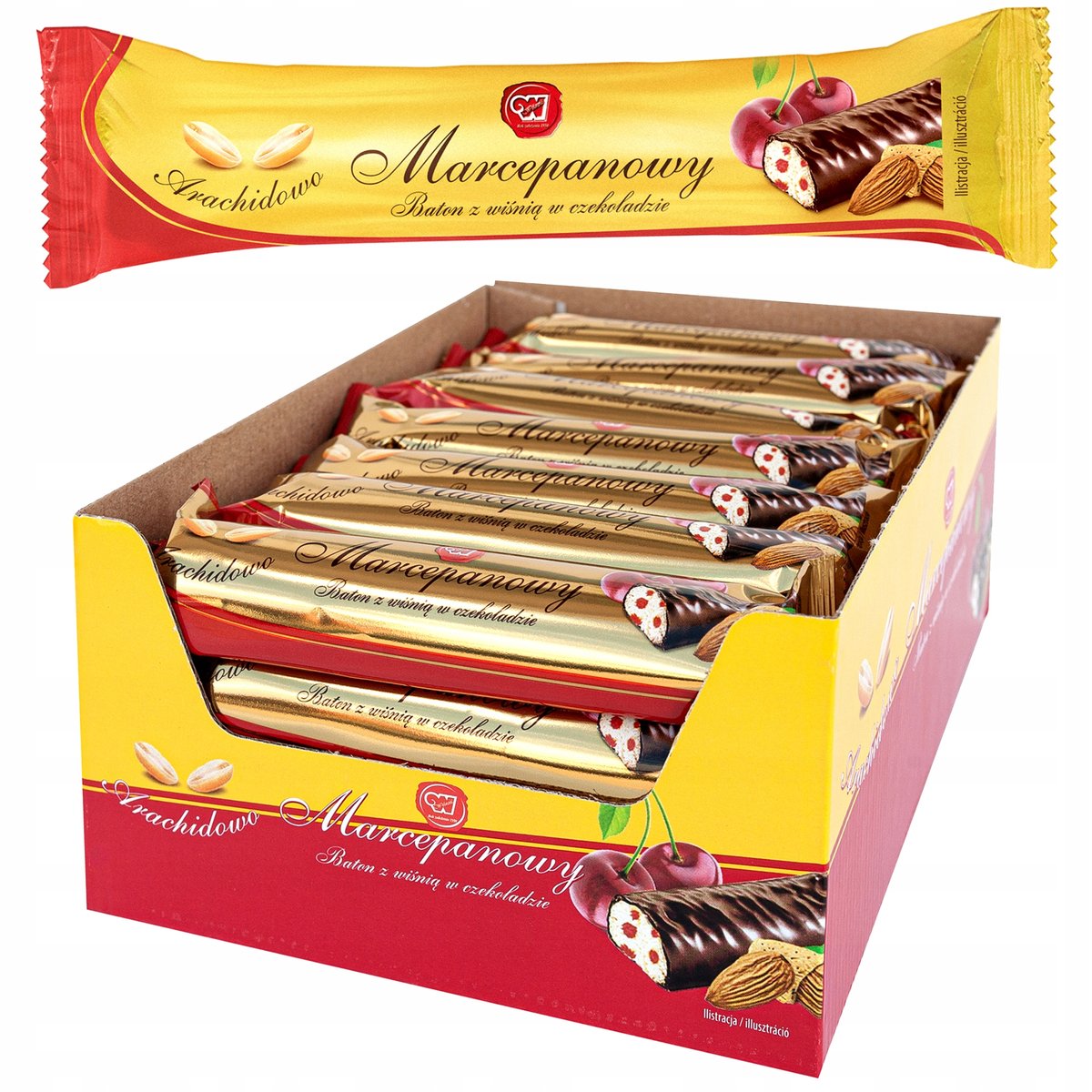 Wolnosc baton marcepanowy z wisnia w czekoladzie 90g / Marzipan bar ...